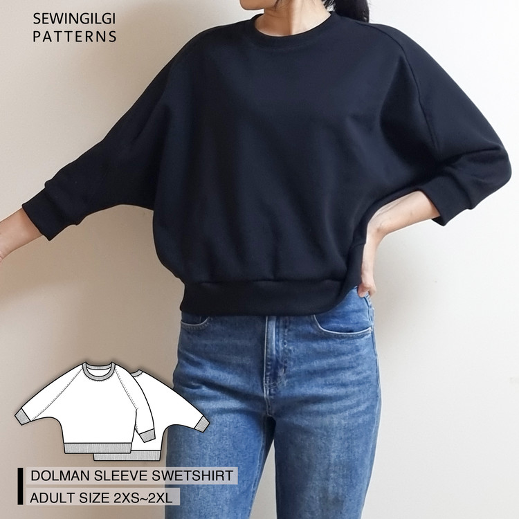 Dolman Sleeve Sweatshirt for Adults Pattern : SEWINGILGI PATTERNS