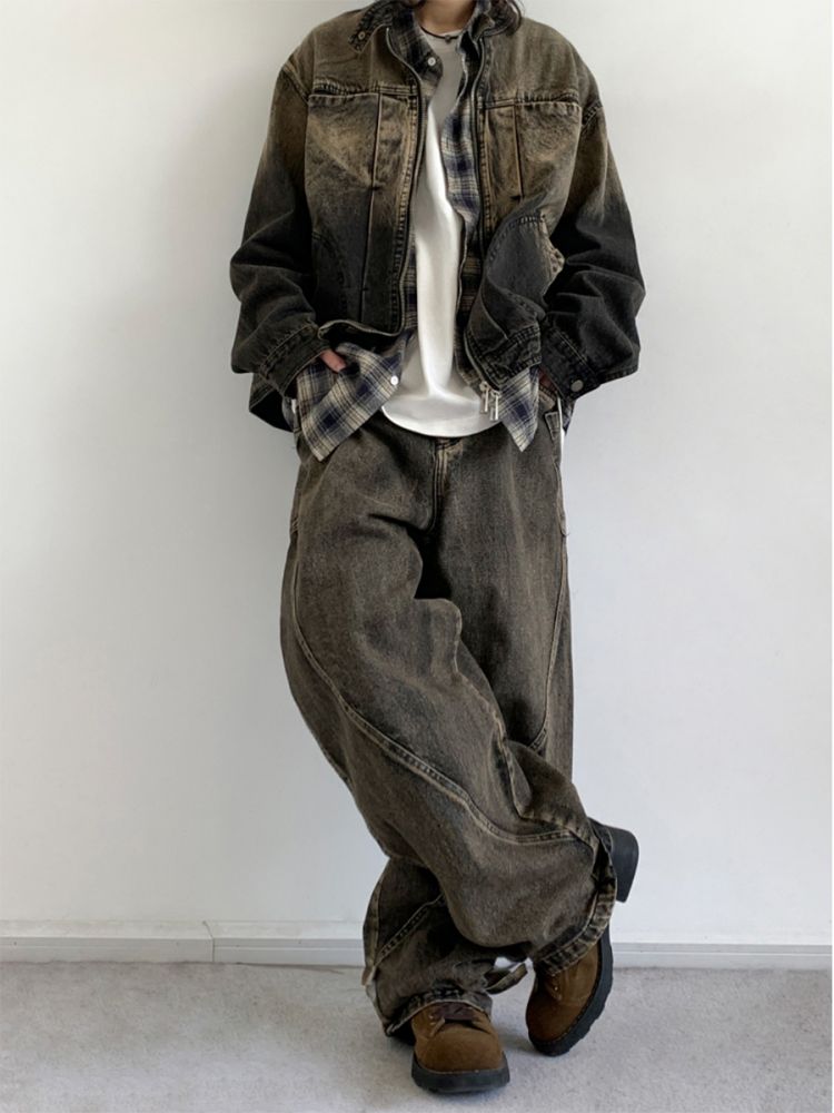Old Washed Diagonal Line jeans : 더스터프(Dustuff)