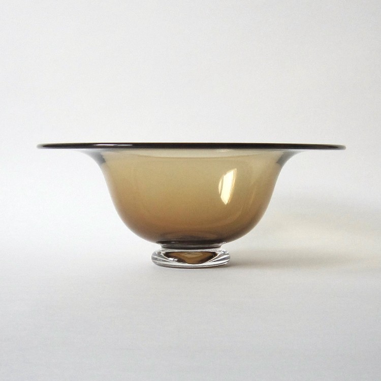 handblown smoky amber glass bowl : cosetti
