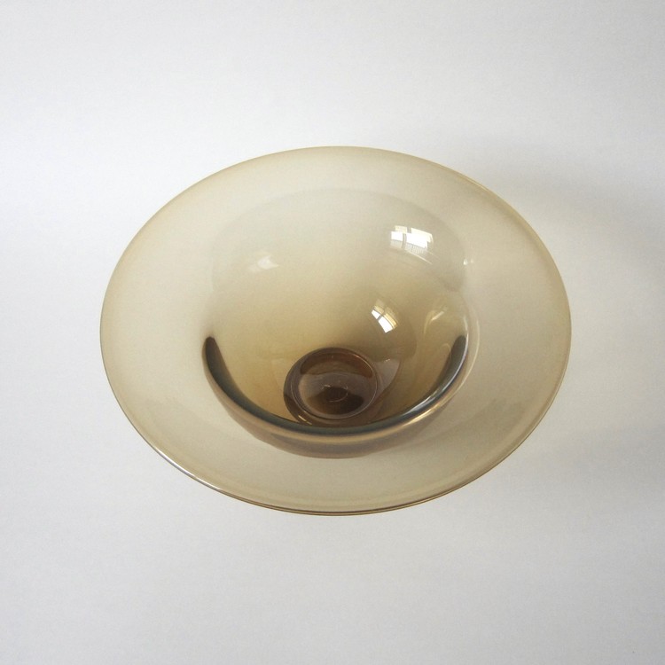 handblown smoky amber glass bowl : cosetti
