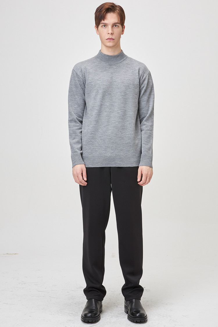ESSENTIAL WOOL 100% 1/2 POLA GREY KNIT