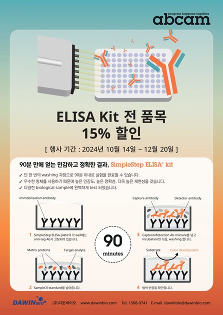 [abcam] ELISA Kit 전 품목 15% 할인 행사 [24.10.14~24.12.20] : 제품정보