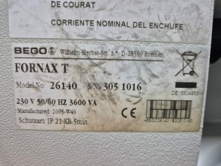 BEGO FORNAX T 26140 Dental Induction Casting Machine : 엠아이티솔루션