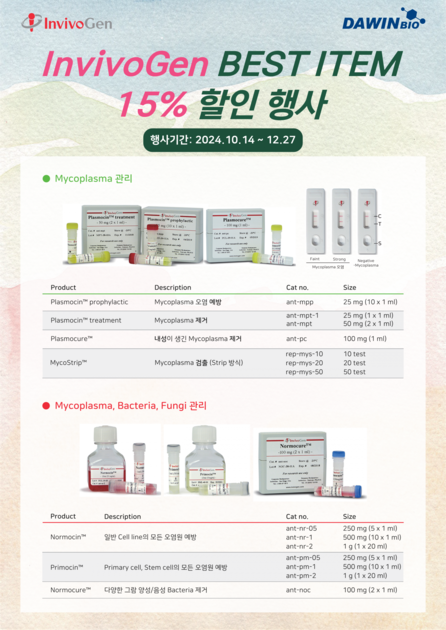 [InvivoGen] Best Item 15% 할인 행사 [24.10.14~24.12.27] : 제품정보