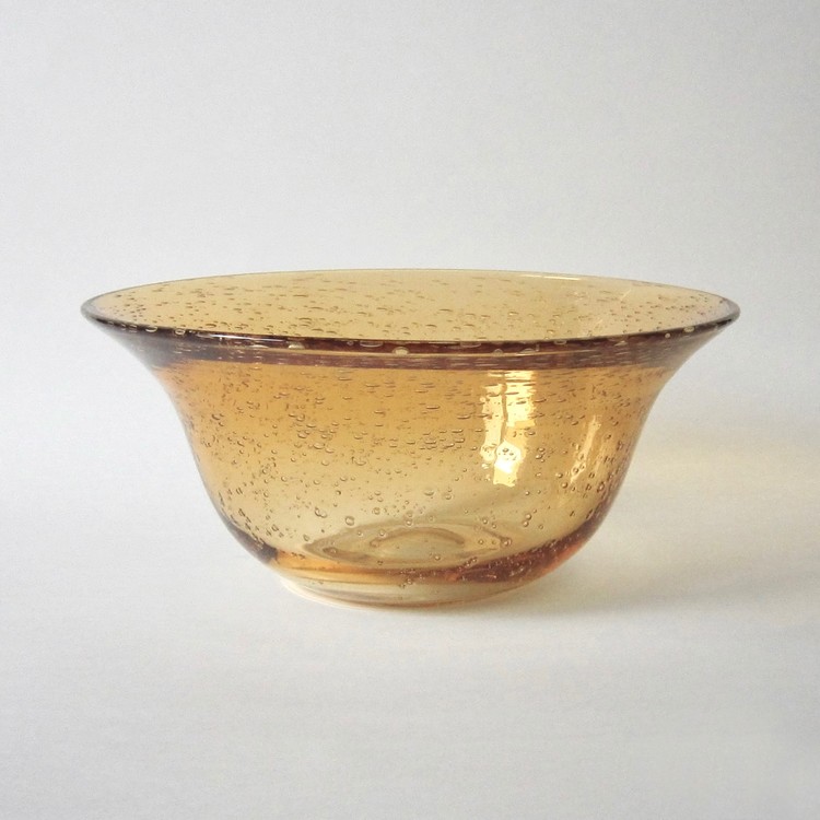 handblown amber bubble glass bowl : cosetti