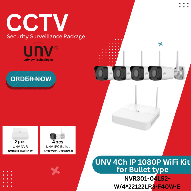 UNV 4Ch IP 1080P WiFi Kit for Bullet type [NVR301-04LS2-W/4*22122LR3 ...