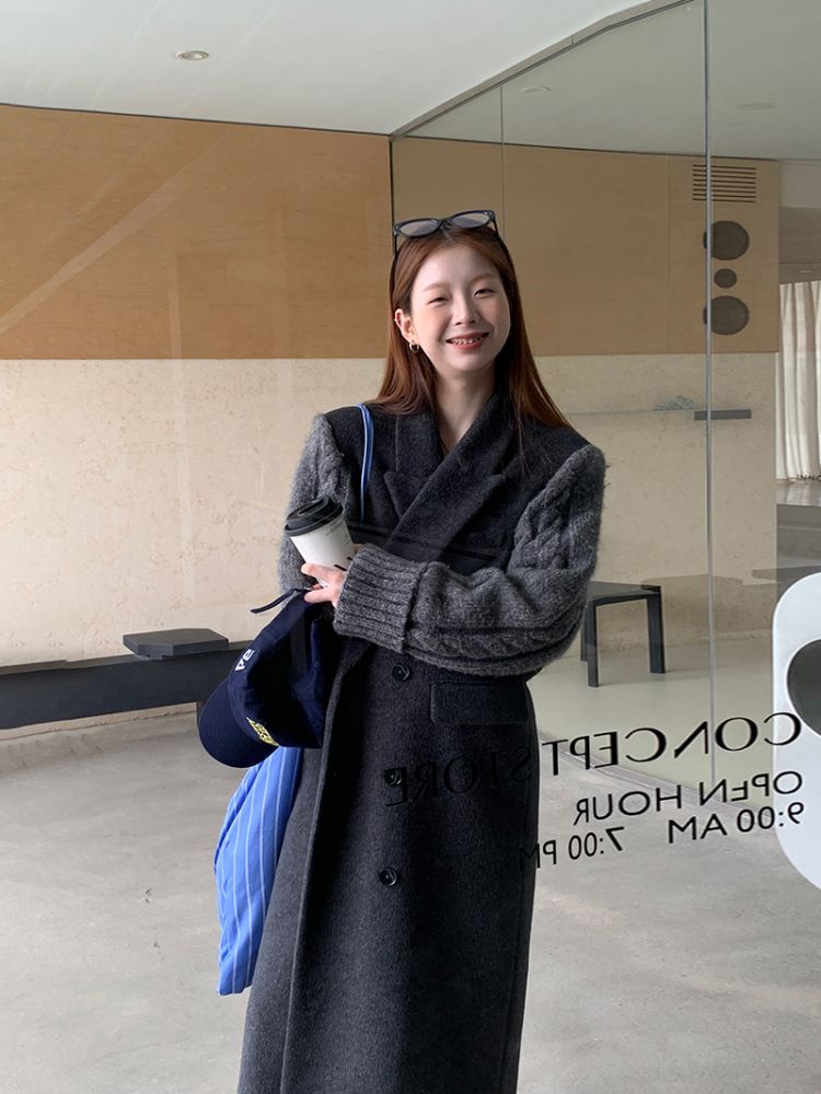 HS long Hepburn suit wool coat : 프티베 petitbe