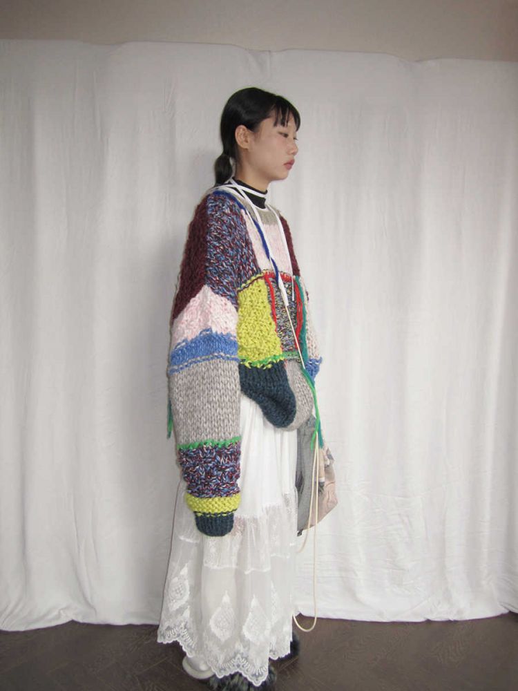 3MONTH dopamine contrast color round neck thickened sweater : 유스키트 YOUTHKIT