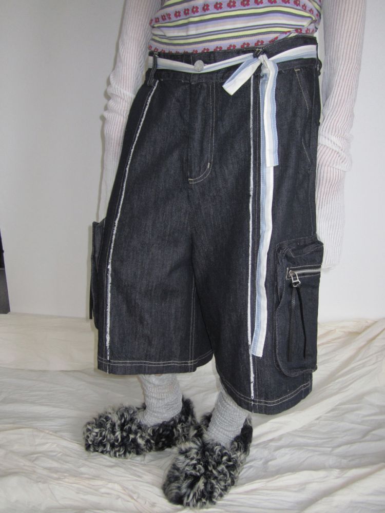 3MONTH Art loose look slim wild vintage denim short wide pants : 유스키트 ...