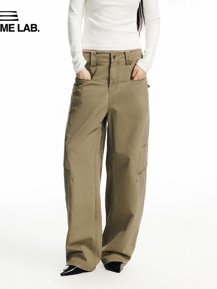 WESAME LAB cargo cover split khaki wide cargo pants : 유스키트 YOUTHKIT