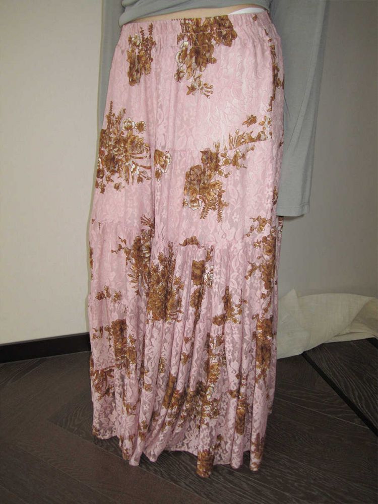 3MONTH all-match meat-covering retro old flocking printed skirt : 유스키트 ...