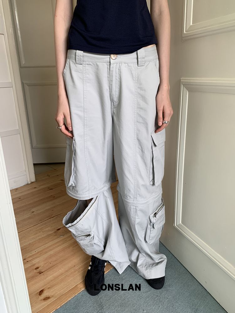 LONSLAN Detachable two-piece gray pocket overalls : 유스키트 YOUTHKIT