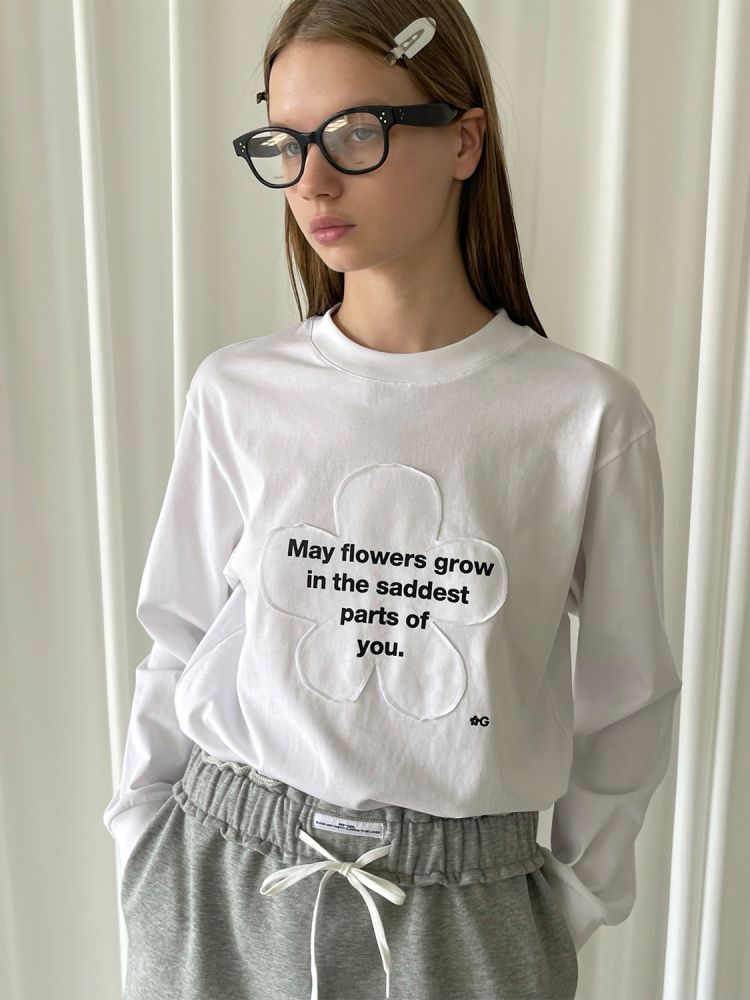 PFF GIRL White Embroidered Printed Long Sleeve Cotton T-shirt : 유스키트 ...