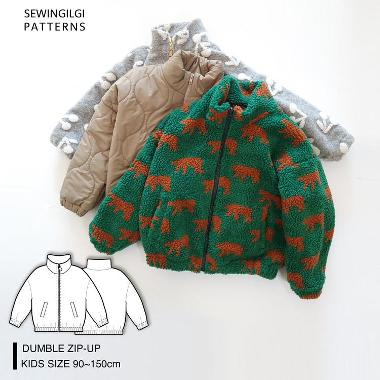 Dumble Stand Collar Zip-up for kids Pattern : SEWINGILGI PATTERNS