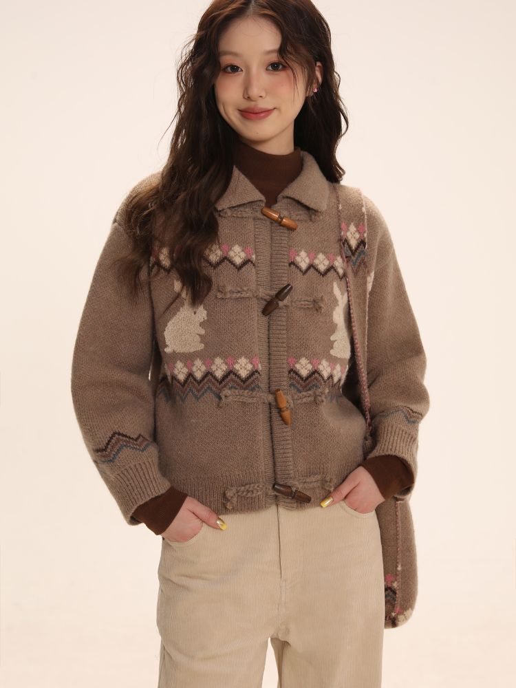 Moromoro rabbit collar knit cardigan : 유스키트 YOUTHKIT