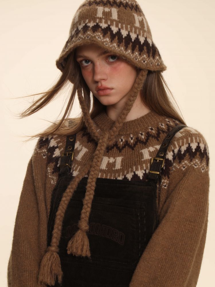 Moromoro island knitted tether hat : 유스키트 YOUTHKIT