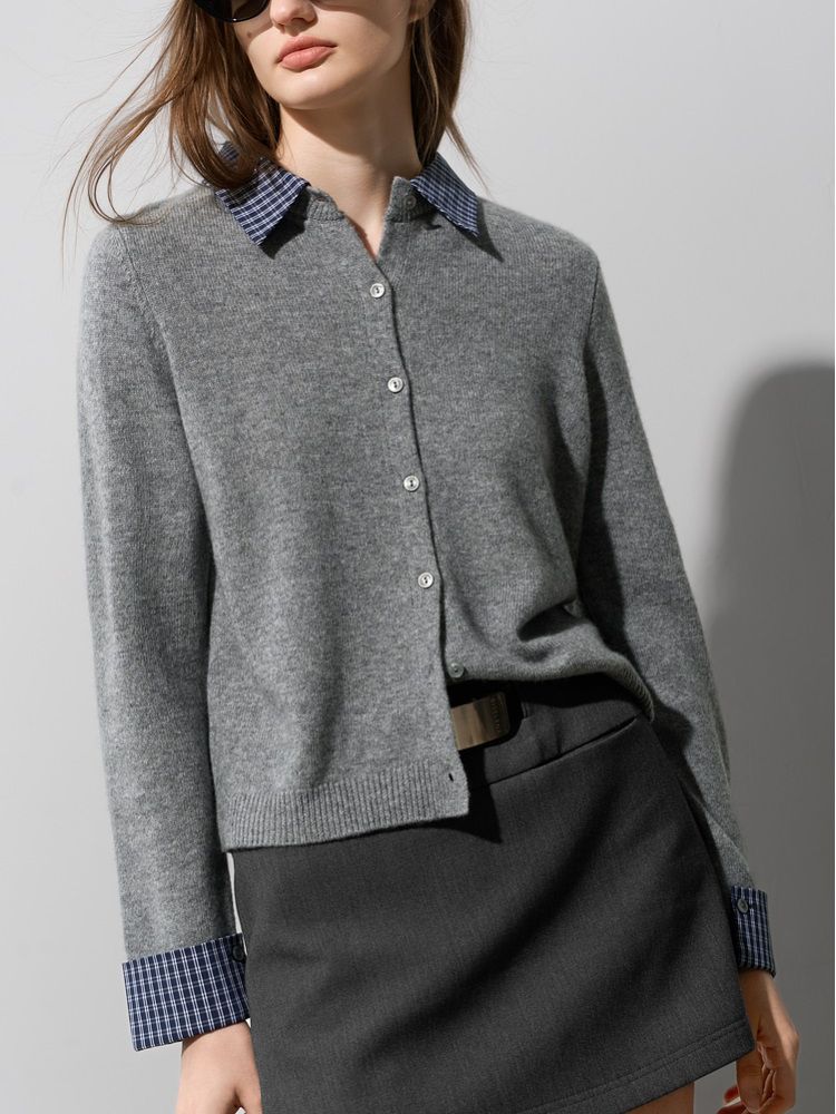 Elegant Plaid Layered Knit Top : 엘레니크(Elenique)