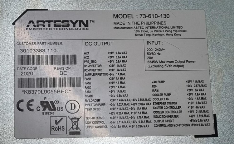 ARTESYN 73-610-130 / ARTESYN 73-610-131 Power Supply : 엠아이티솔루션