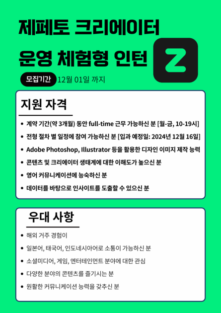 [NAVER Z] 제페토 크리에이터 운영 체험형 인턴 채용 : 자블링