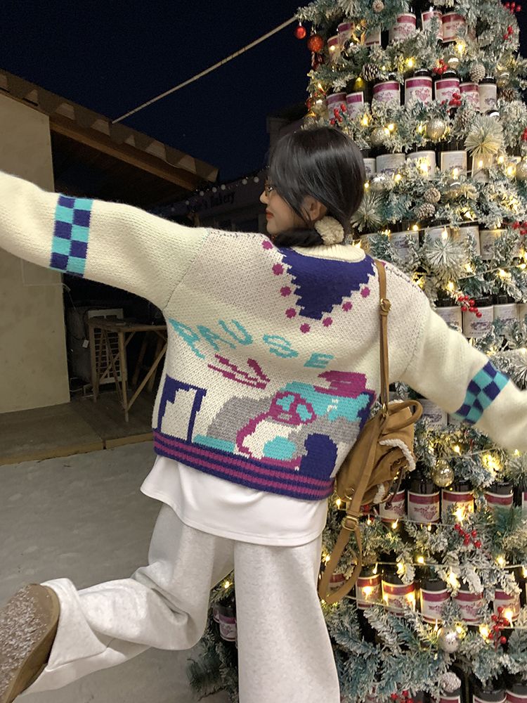 IIT lettering sweater cardigan : 프티베 petitbe