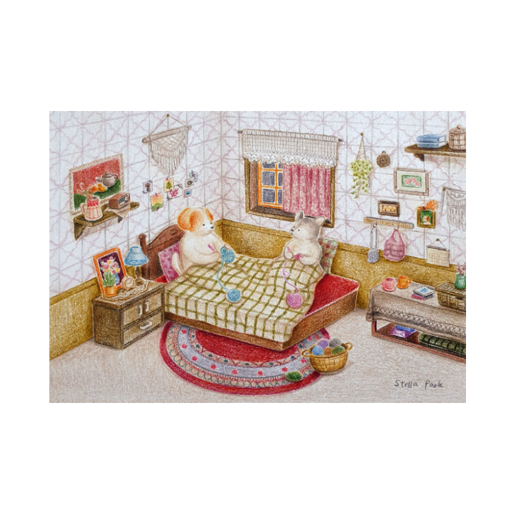 [스텔라박] 코코와 율무의 뜨개질 시간 엽서 : paperuler