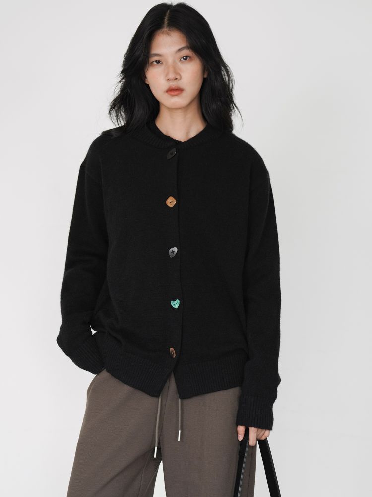 Black knit cardigan : 네버씬비포(neverseenbefore)