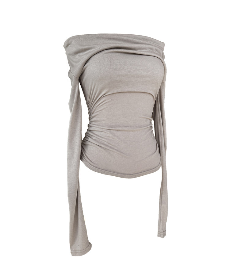 Rosy drape off shoulder T (2colors) : SKuiB