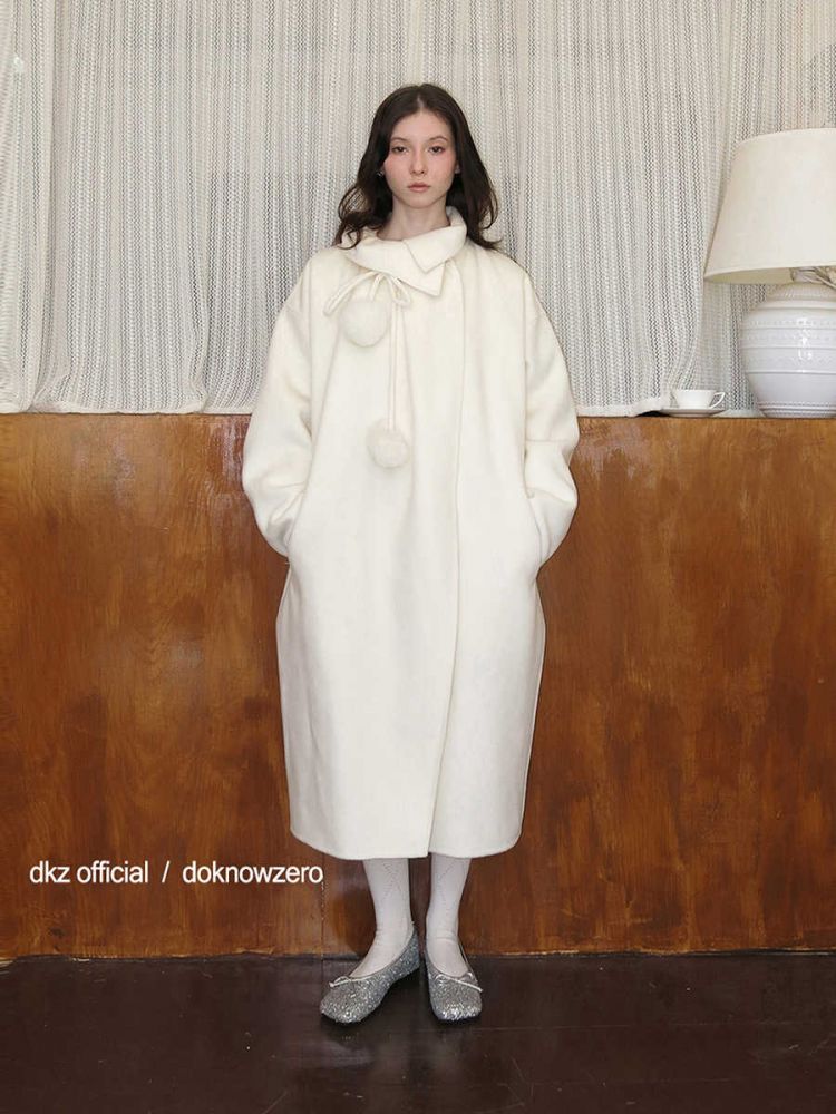 DKZ White 100 wool doll collar one button coat : 프티베 petitbe