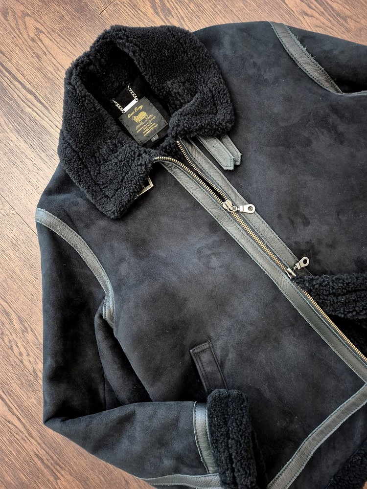 'made in England' OWEN BARRY Sheep Skin Aviator Shearing Jacket(Black)