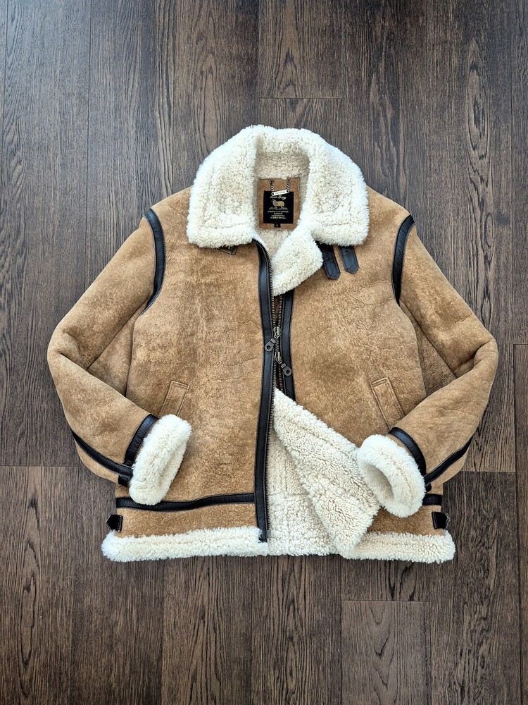'made in England' OWEN BARRY Sheep Skin Aviator Shearing Jacket(Camel)