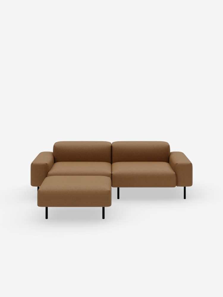 [Leather] Zenon Sofa 3-Seater 2,100mm + Stool : 몬스터그레이 | Monster Grey