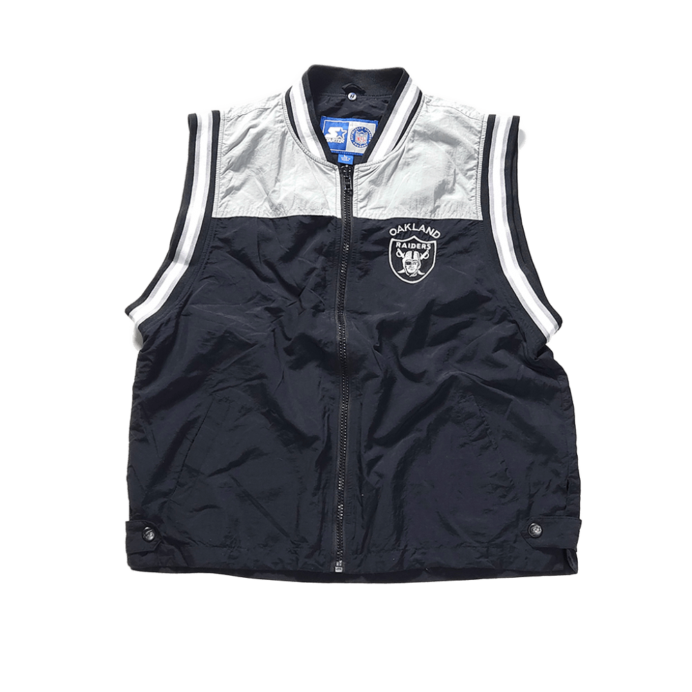 90s STARTER ‘Oakland Raiders’ Nylon Zipped Vest : 모노블록