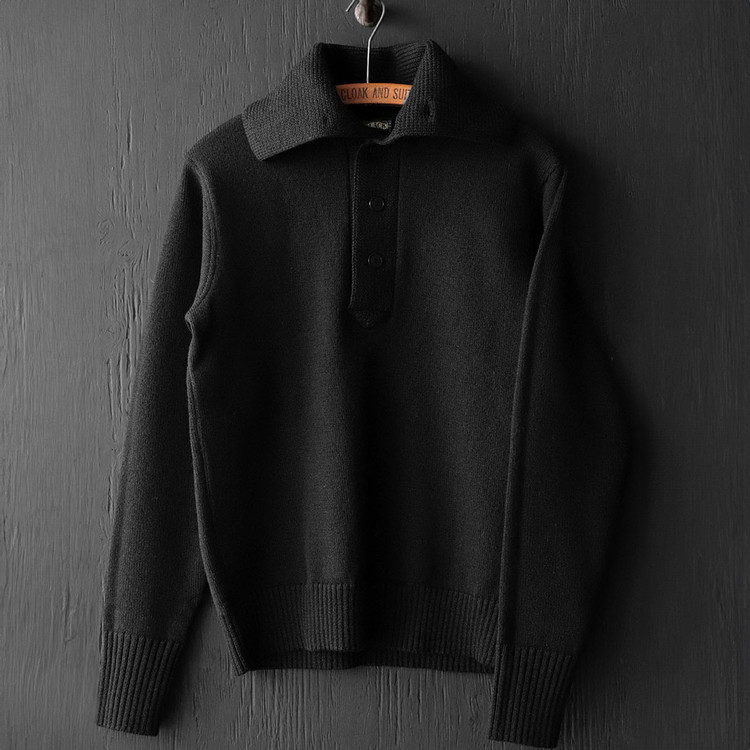 [ BSFW-23803 ] 1920s Worsted Byron Collar Jersey [Mat Black] : Semi ...