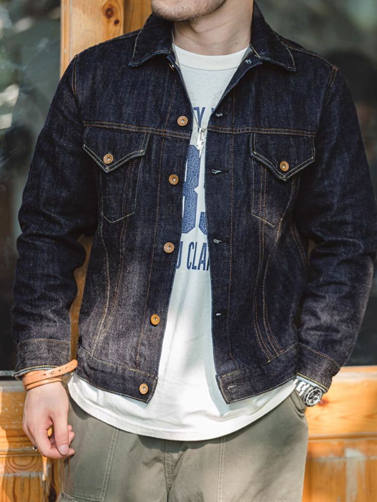Retro washed dark three-generation denim jacket : 노르헨(Norhen)