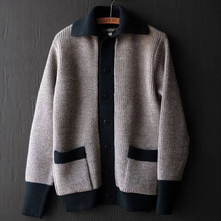 [ BSFW-23802 ] 1920s Byron Collar 2-tone Sweater Coat [Coyote Brown x ...