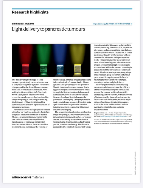 [Research highlights] Light delivery to pancreatic tumours : KAIST HAND group