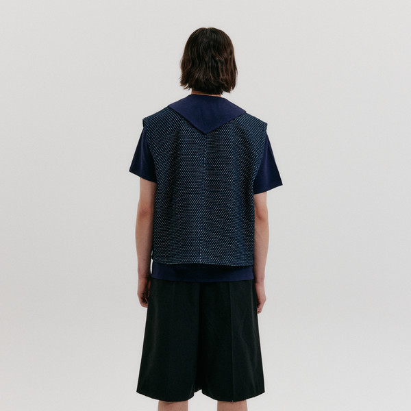 Two Pocket Vest - Navy Multi : EENK SHOP Two Pocket Vest - Navy Multi : EENK SHOP