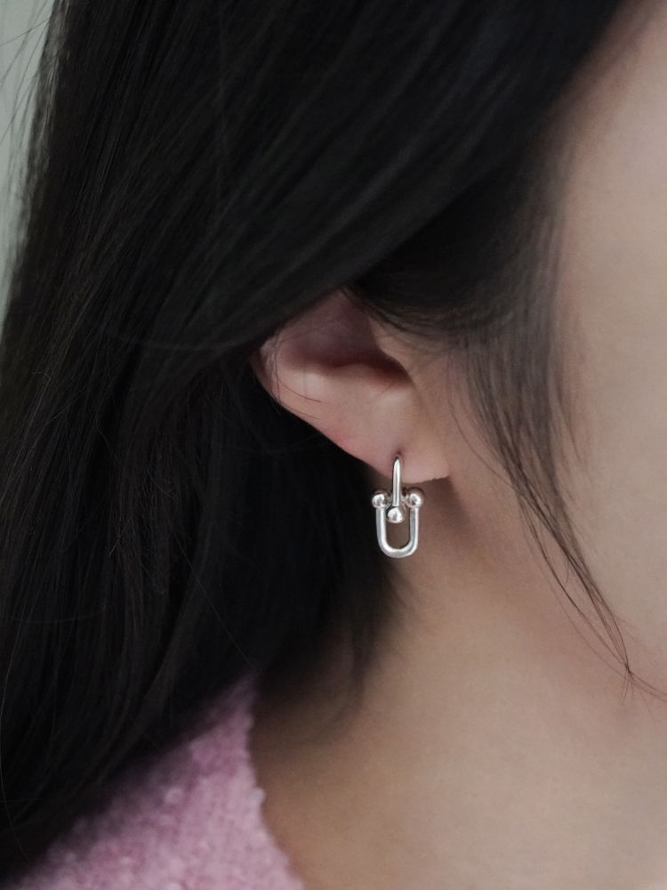 실버925 T&co 더블 베이직 링크 귀걸이 SEF305 : HRM SILVER