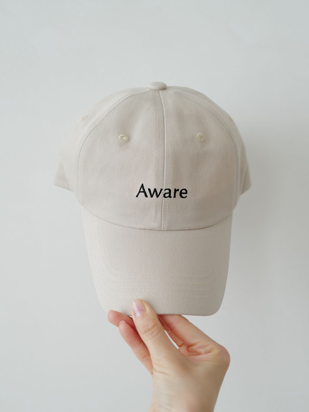 Aware Lettering Ball Cap - Beige : Aware