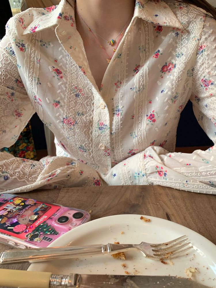 DODO sun protection embroidered print shirt : 프티베 petitbe