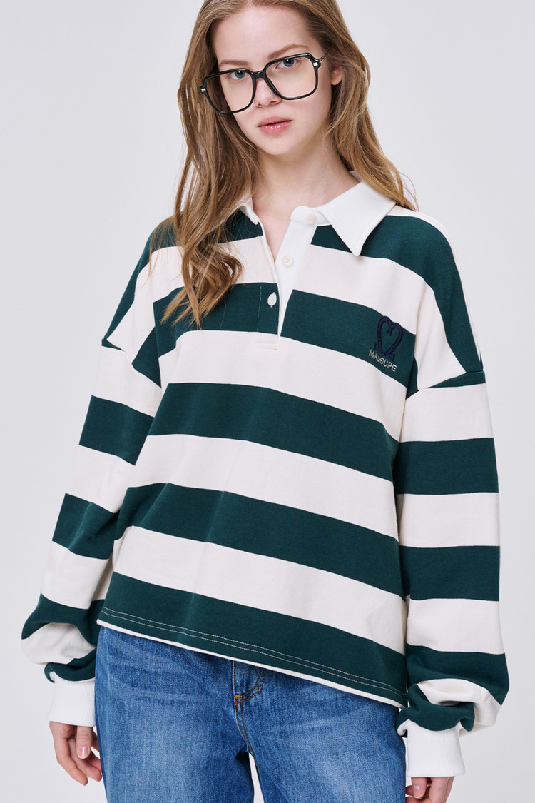 5103 ZURRY BORDER T/SHIRT (GREEN) : maloupe 마롭