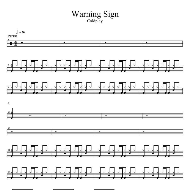 Coldplay - Warning Sign : copydrum