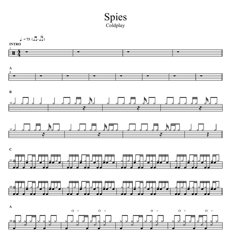Coldplay - Spies : copydrum