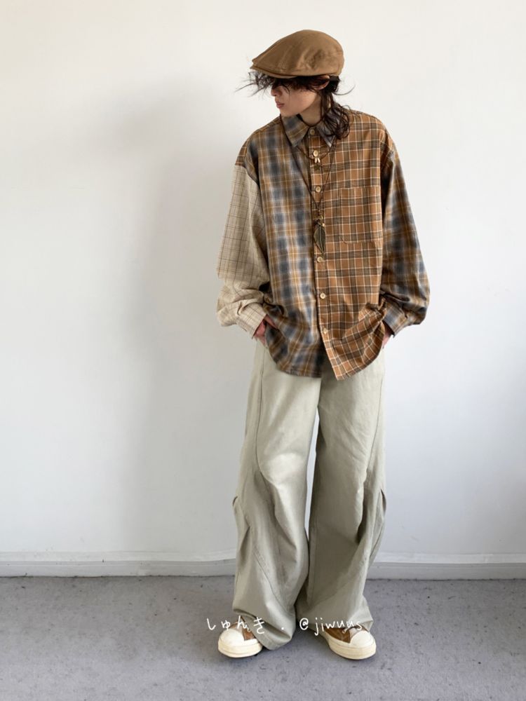 Retro Color Matching Plaid Shirt : 더스터프(Dustuff)