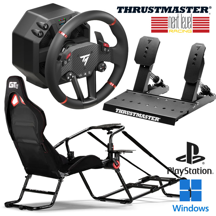 트러스트마스터 T598 DD 레이싱휠 넥스트레벨 GT LITE PRO 레이싱시트 세트 (2패달포함 공식수입정품 PS4 PS5 ...