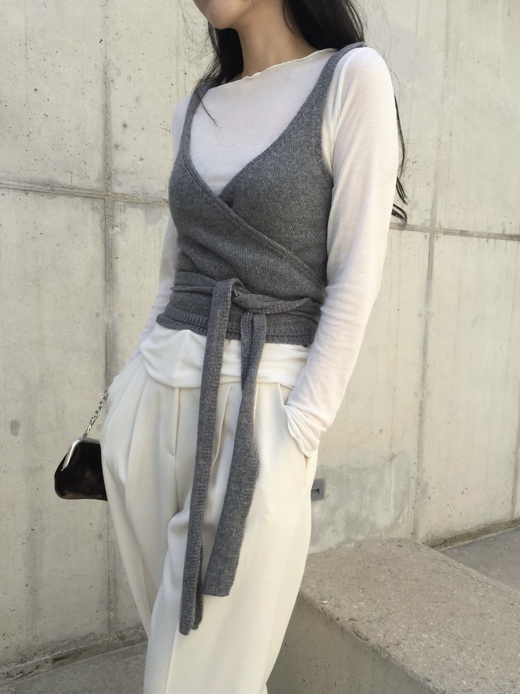 25SS) *주문폭주 WRAP BUSTIER 그레이당일 : PERMEATE