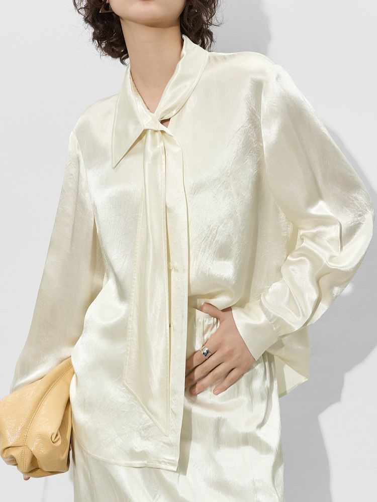 Silky Satin Draped Blouse : 엘레니크(Elenique)