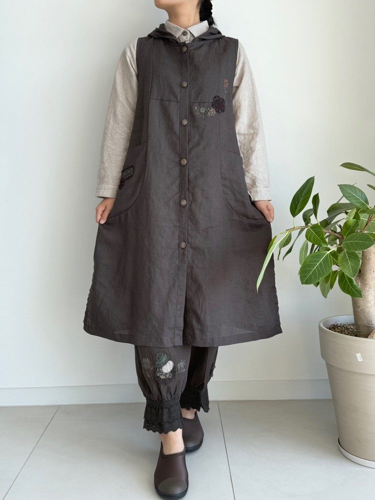 후드롱조끼(린넨) : 헬로미쉘리 - Hello michelle