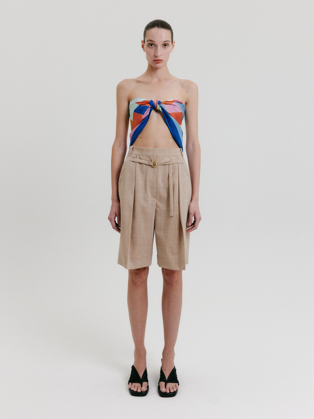 Belted Mid-Length Pants - Beige : EENK