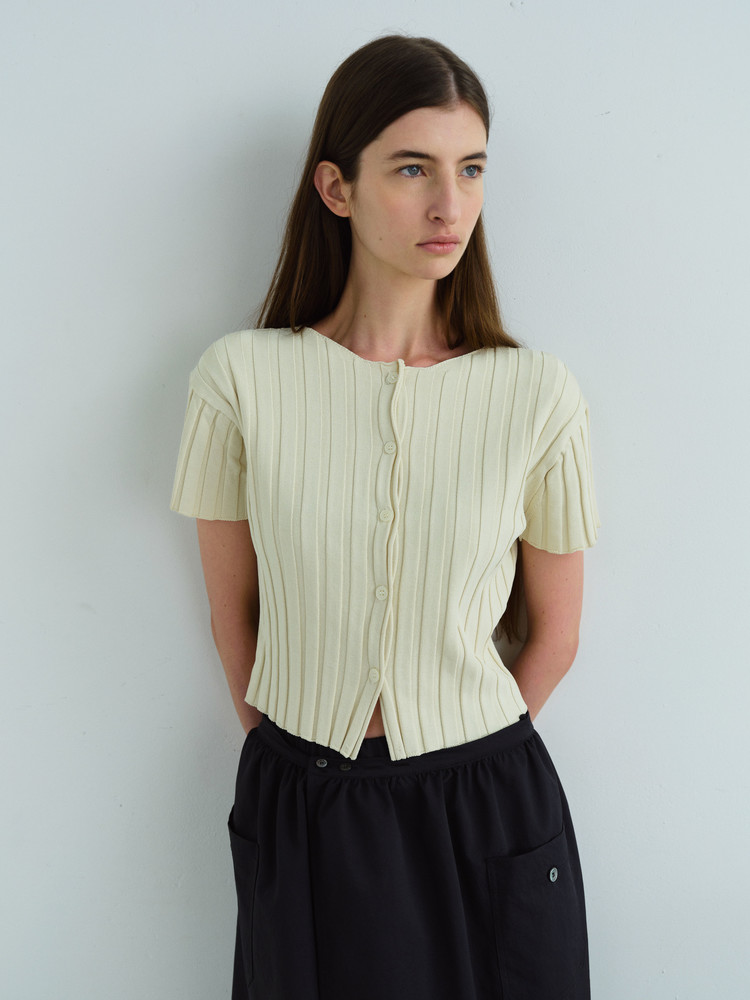 rib line half cardigan (ivory) : AUBOUR - 아우브아워